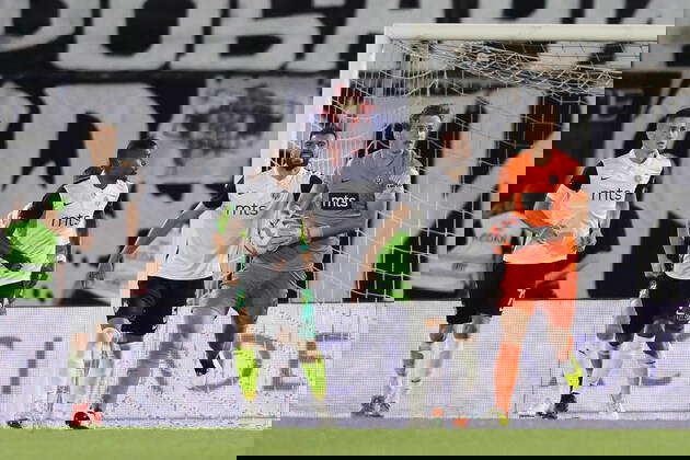 PARTIZAN vs AEK LARNACA SLOBODAN UROSEVIC, SAMED BAZDAR, MIHAJLO ILIC ...