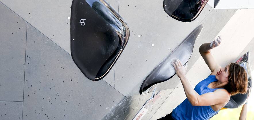 MUNICH Lisa Klem in action during the boulder m section of climbing on ...