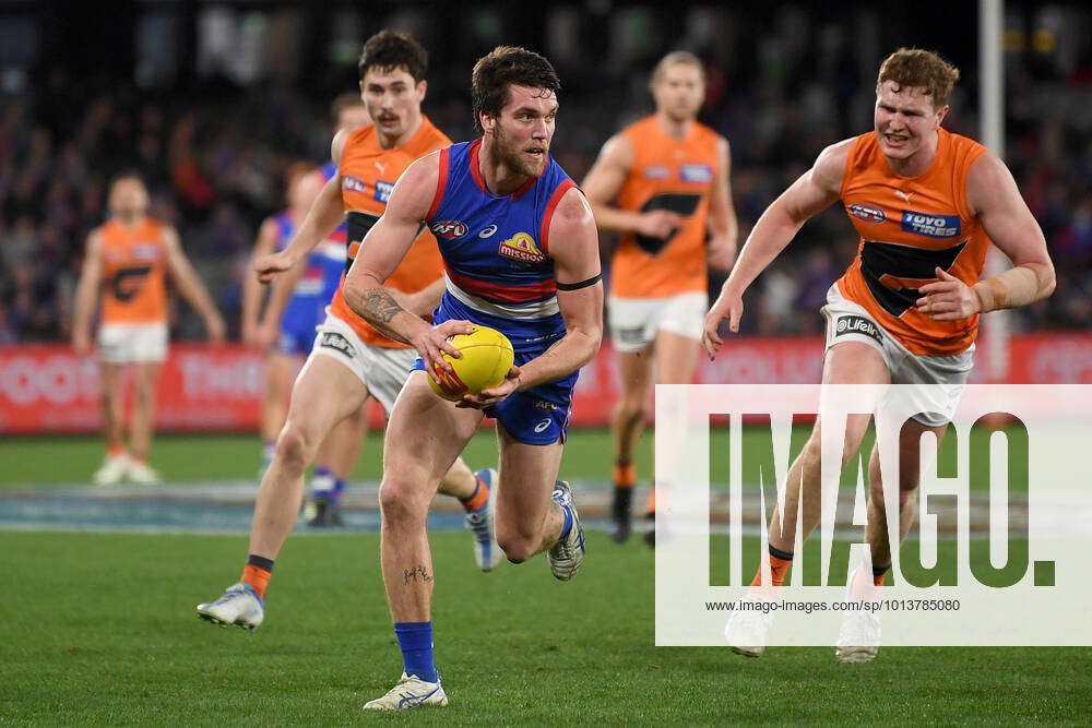 AFL BULLDOGS GIANTS, Bailey Williams of the Bulldogs runs with the ball ...