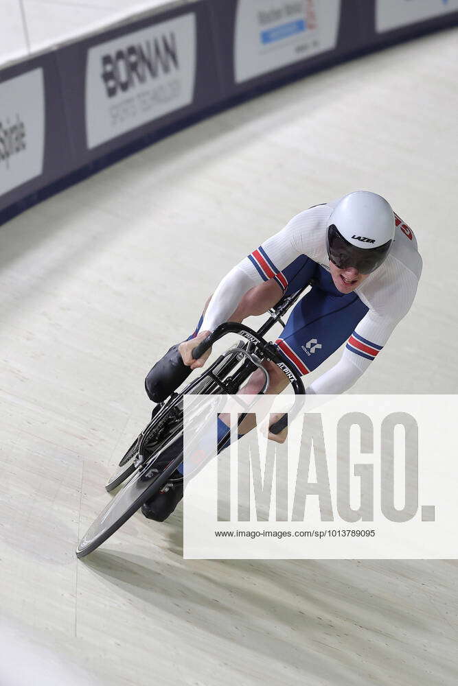 Jack Carlin in the mens sprint at the 2022 European Track Cycling ...
