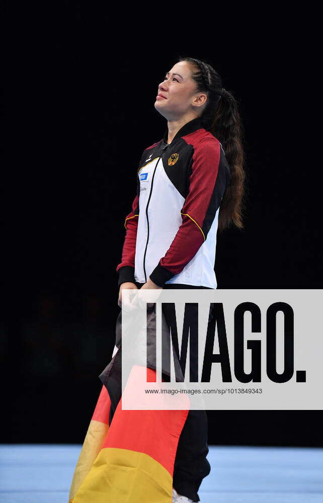 Kim Bui cries during her farewell after apparatus gymnastics at Munich ...