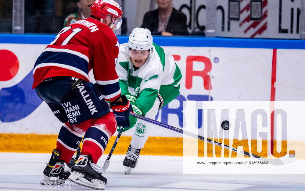 220818 Rögles Oscar Hassel during a training match between Rögle and ...