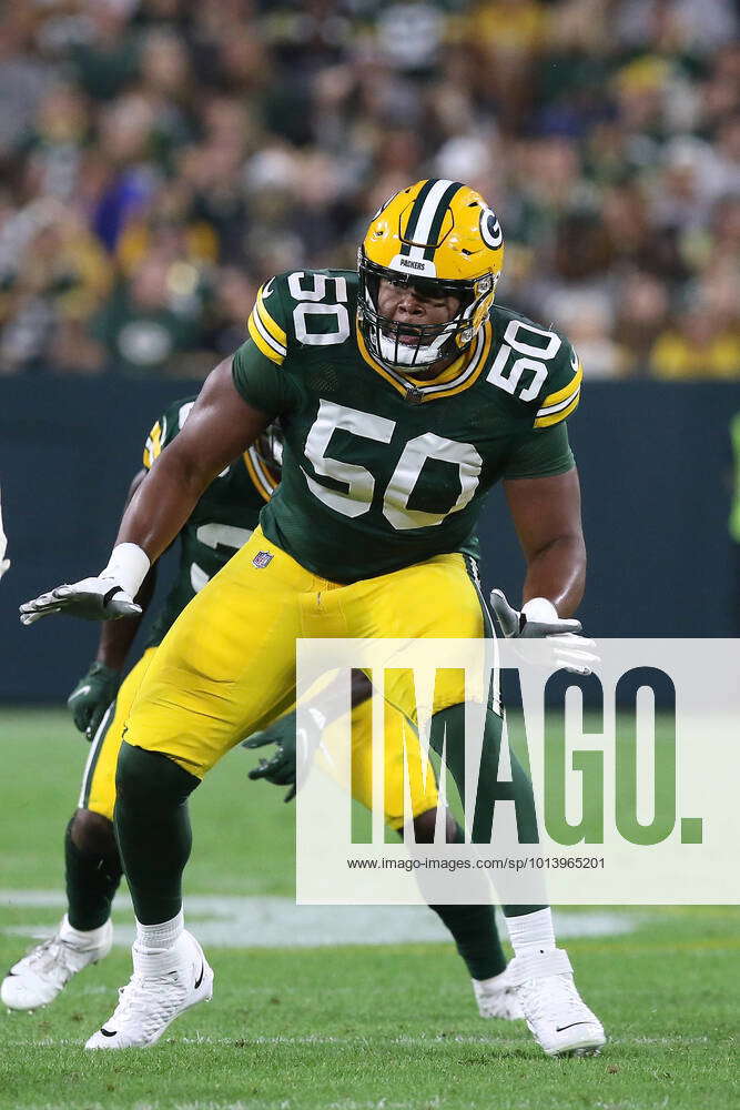 GREEN BAY, WI - AUGUST 19: Green Bay Packers guard Zach Tom (50) drops ...