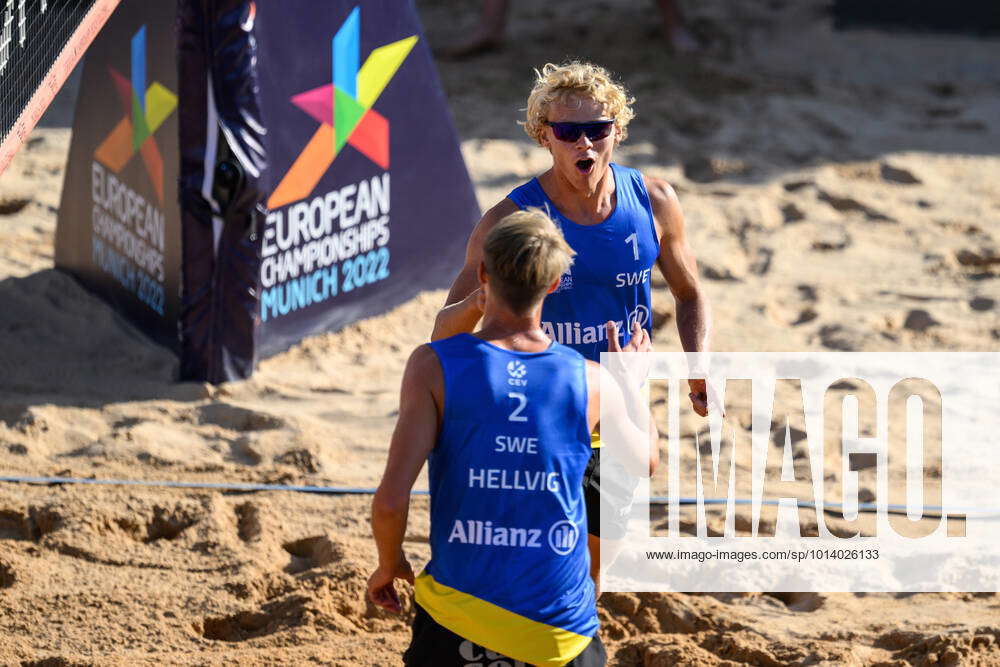 220821 Jonatan Hellvig and David Ahman of Sweden celebrate as they ...