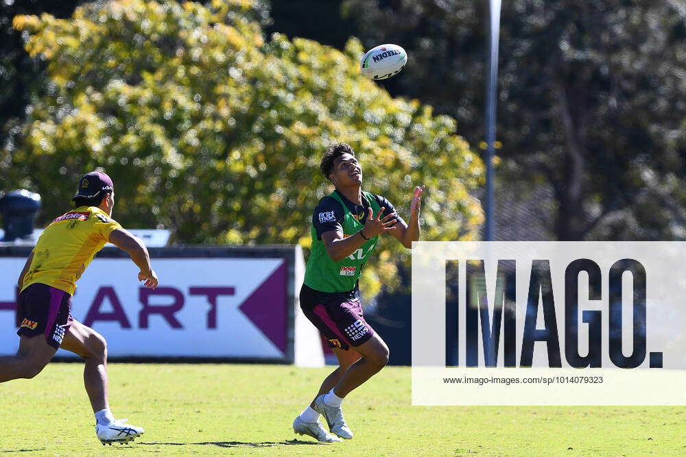 NRL BRONCOS TRAINING, Selwyn Cobbo catches the ball during a Brisbane ...