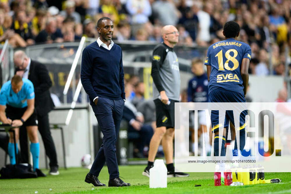 220825 Henok Goitom, head coach of AIK during the UEFA Conference ...