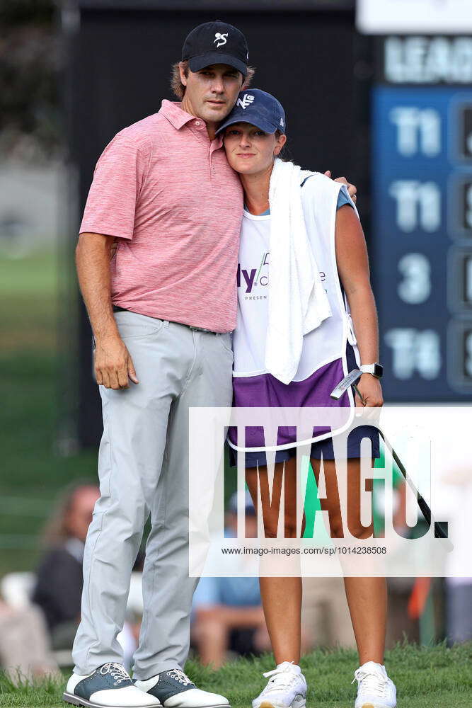 The Ally Challenge Mario Tiziani waits on the 18th green with his caddie and neice Izzi Stricker
