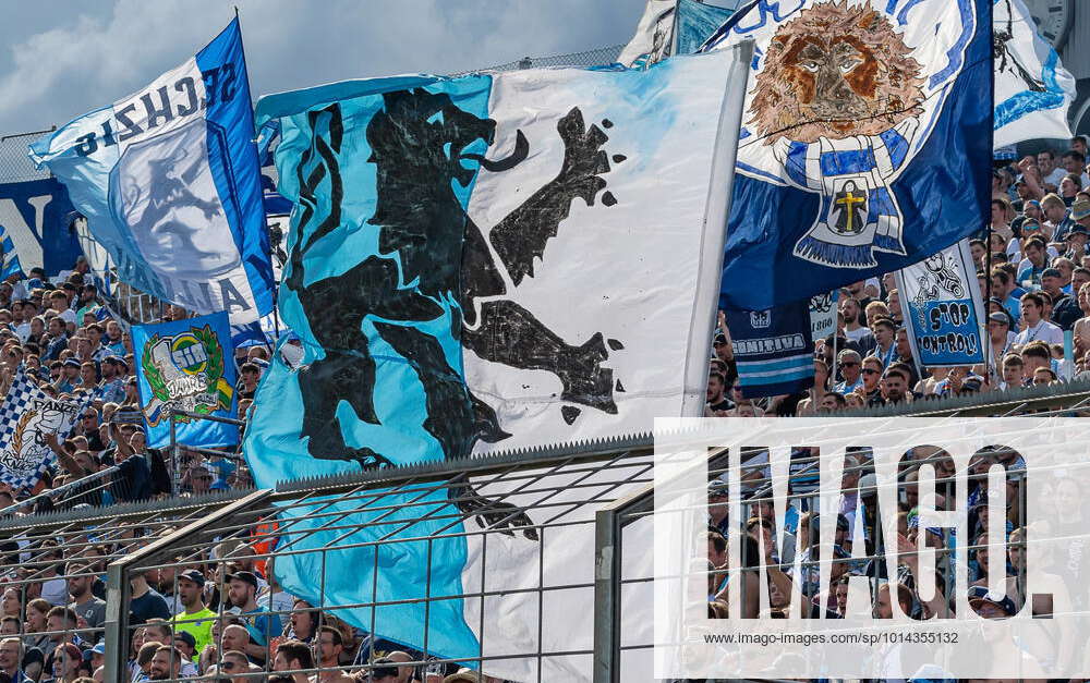 Flags in Loewen Fanblock GER, TSV 1860 Muenchen vs MSV Duisburg, Football, 3 Bundesliga