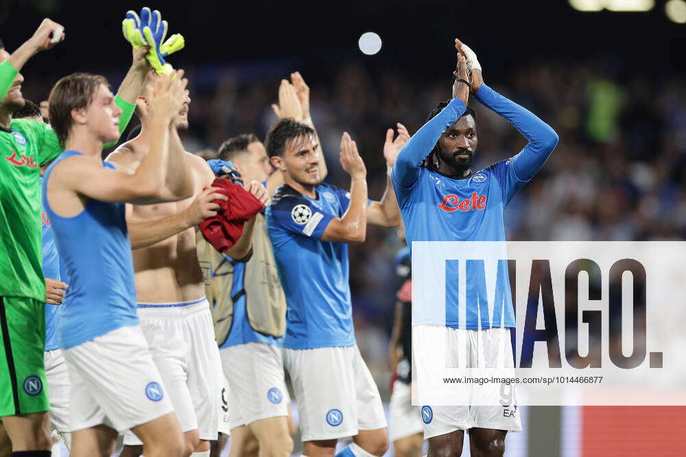 Napoli players celebrate at the end of the Champions League match Group ...