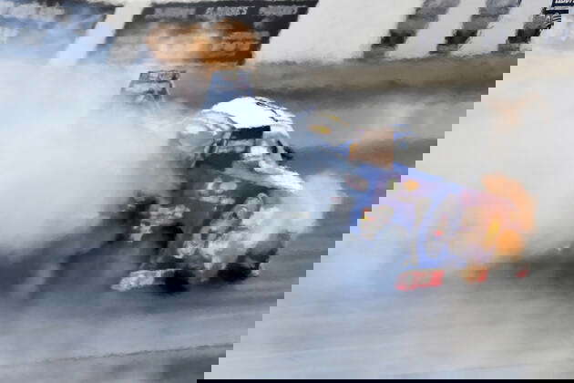 INDIANAPOLIS, IN - SEPTEMBER 05: Heat from the exhaust of a nitro ...