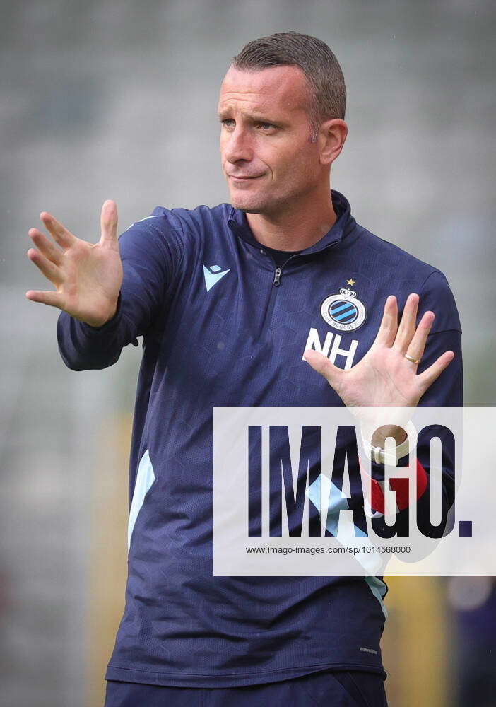 Club NXT s head coach Nicky Hayen gestures during a soccer match ...