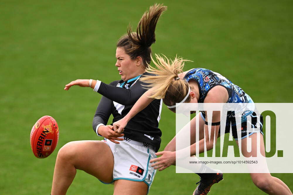 AFLW BLUES POWER, Alex Ballard of Port Adelaide (left) in action during ...