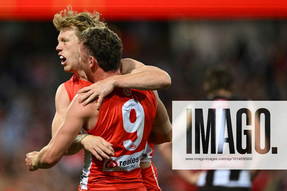 AFL SWANS MAGPIES, Will Hayward and Nick Blakey of the Swans celebrate ...