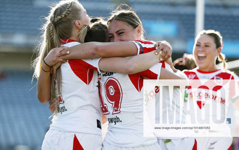 NRLW DRAGONS KNIGHTS, Teagan Berry of the Dragons celebrates scoring a ...