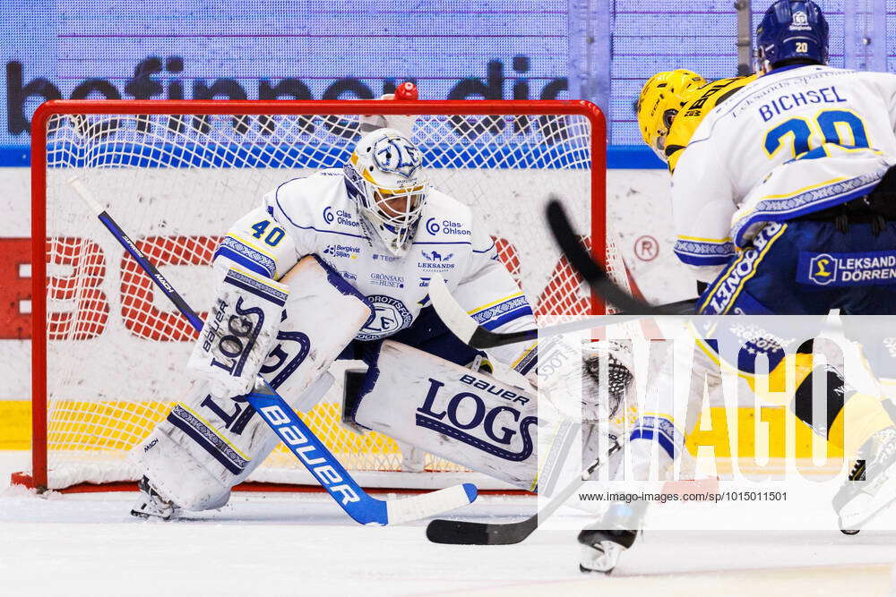 220922 Leksands goalie Mantas Armalis during the ice hockey match in the SHL between Leksand and