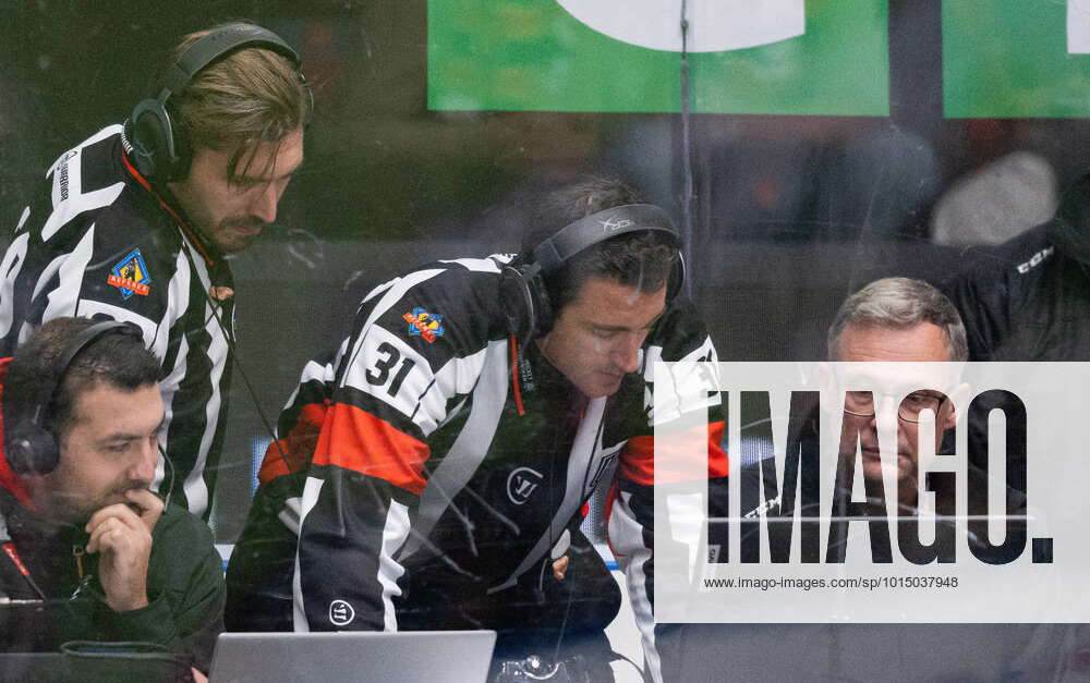 220923 Referees Kristoffer Folkstrand and Mattias Enroth with a video ...