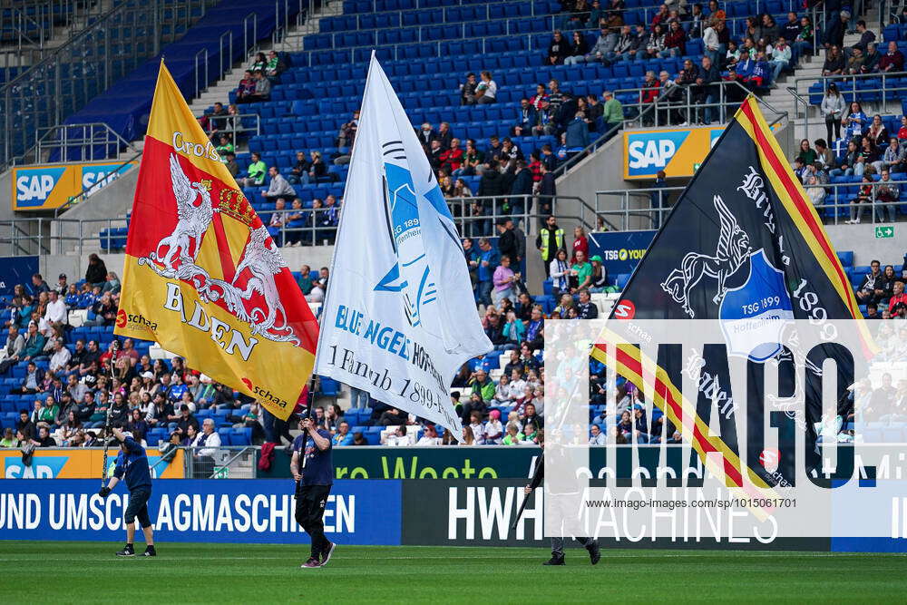 TSG 1899 Hoffenheim fan clubs present their flags before the match ...