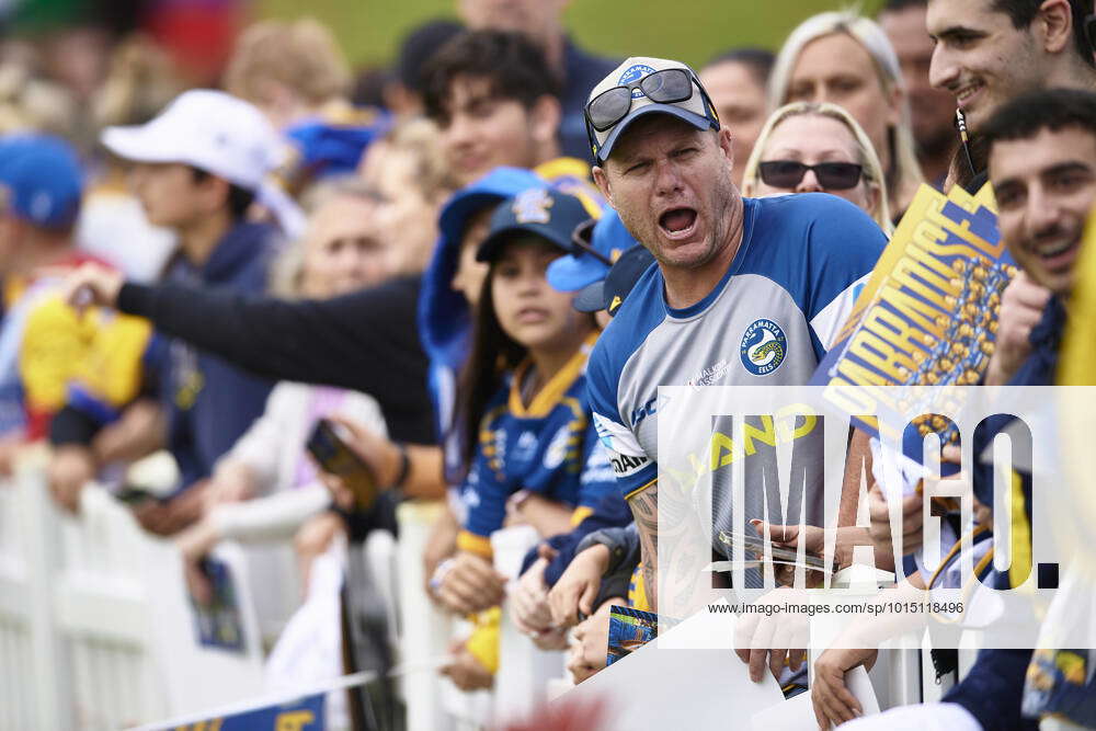 NRL EELS TRAINING, Eels fans cheer during an NRL Parramatta Eels ...