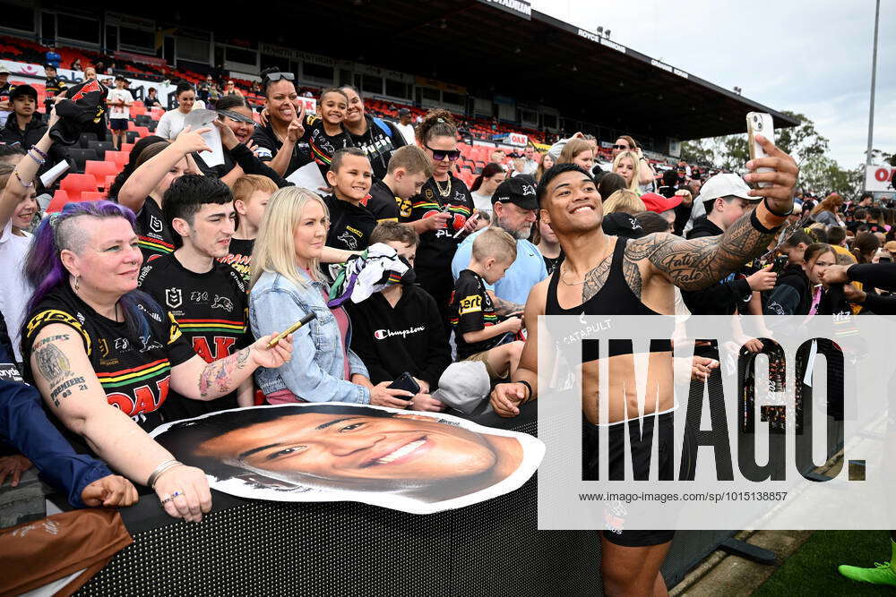 NRL PANTHERS TRAINING, Brian To o poses for photographs and signs ...