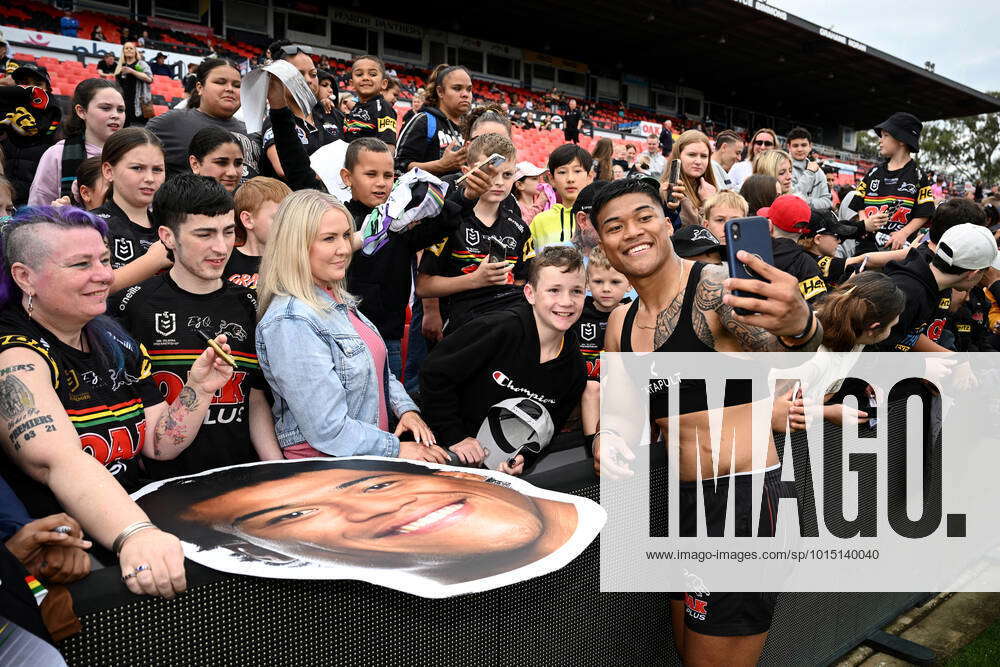 NRL PANTHERS TRAINING, Brian To o poses for photographs and signs ...
