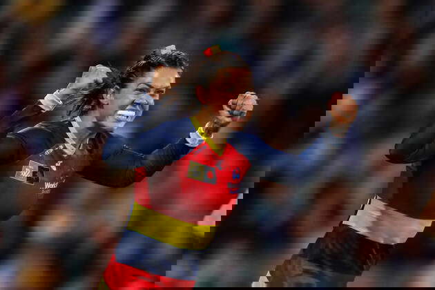 AFLW POWER CROWS, Anne Hatchard of the Crows celebrates a goal during ...