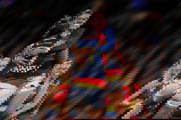 AFLW POWER CROWS, Anne Hatchard of the Crows celebrates a goal during ...