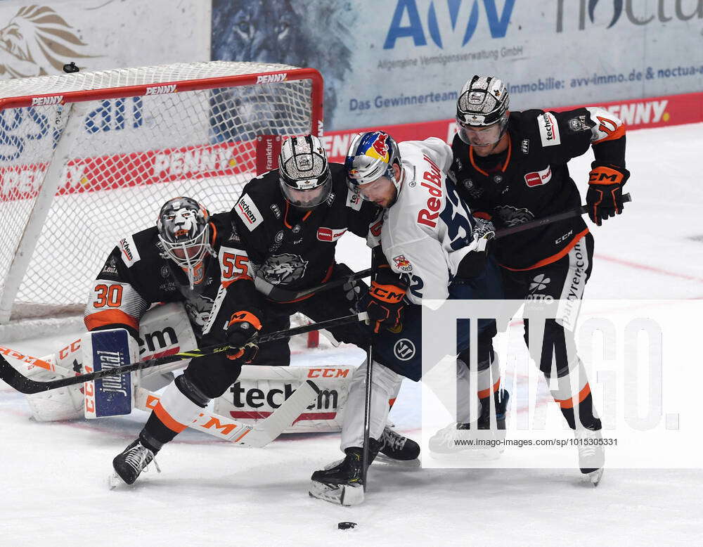 Davis Vandane left against Patrick Hager right during the ice hockey ...