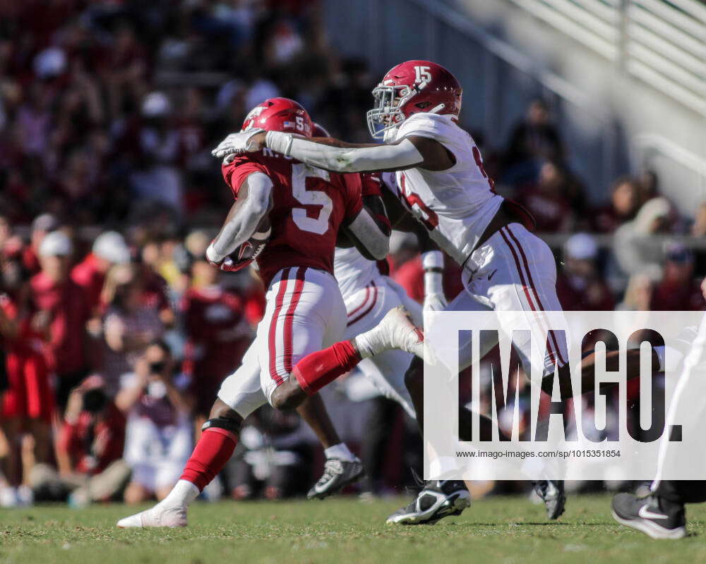 : Arkansas Razorbacks running back RAHEIM SANDERS is caught from behind ...