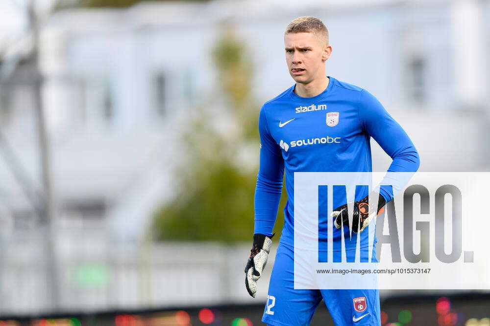 221002 Qvidings goalkeeper Amar Dzevlan during the soccer match in ...