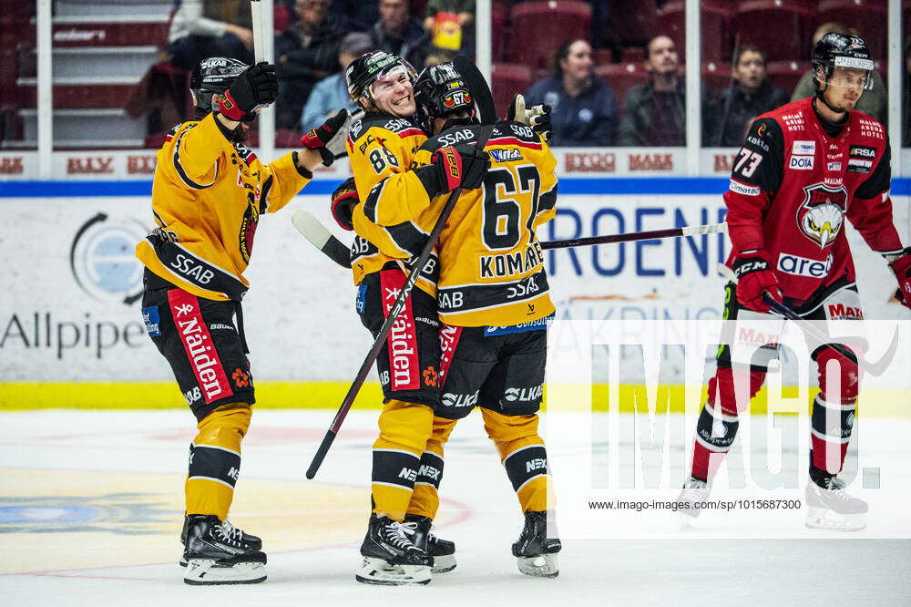 221006 Luleas Joonas Rask celebrates after 0 1 together with Linus ...