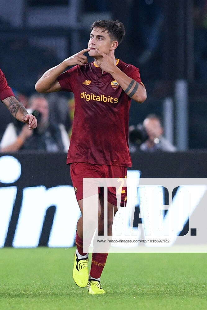 Paulo Dybala of AS Roma celebrates scoring first goal during the UEFA ...