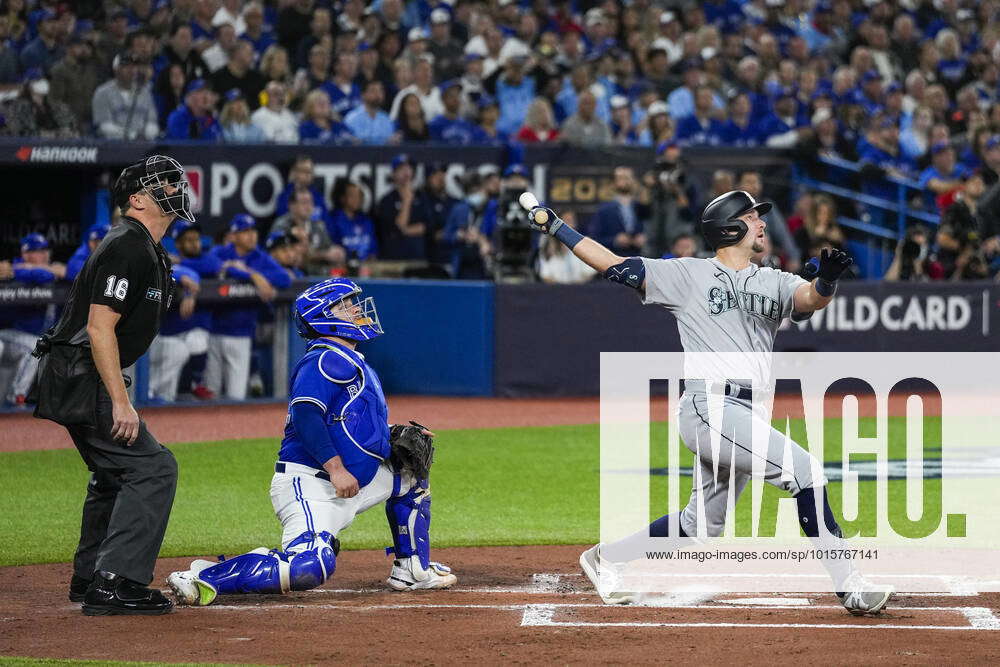 Seattle Mariners catcher Cal Raleigh hits a home run in the first ...