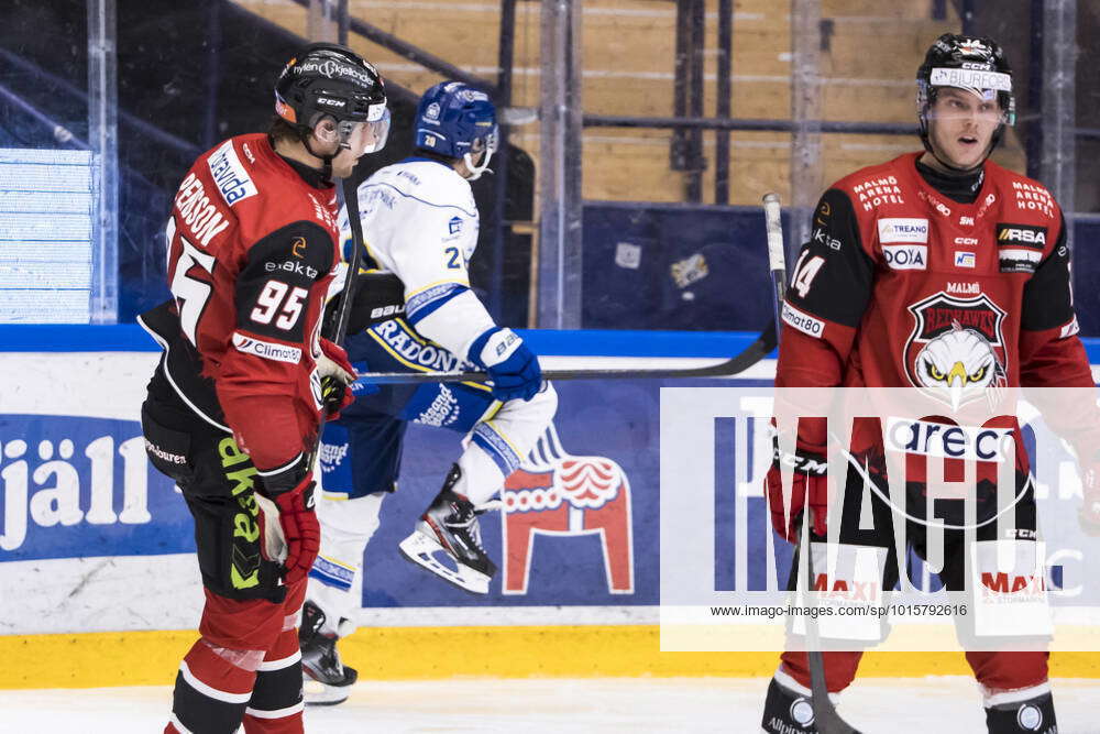 221008 Malmö Redhawks Carl Persson and Carl Johan Lerby depress after 2 ...