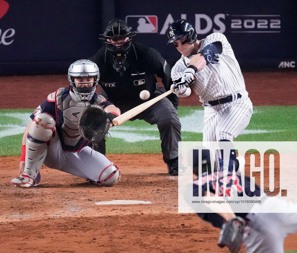 New York Yankees batter Harrison Bader (R) hits a home run off ...