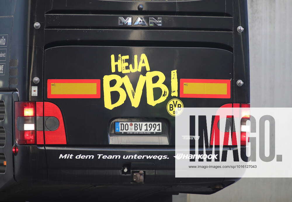 Augsburg, Germany 27 February 2022 BVB team bus in FC Augsburg vs ...