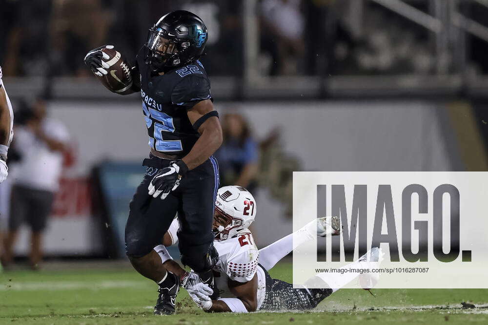 October 13, 2022: UCF Knights running back RJ HARVEY (22) gets tackled ...