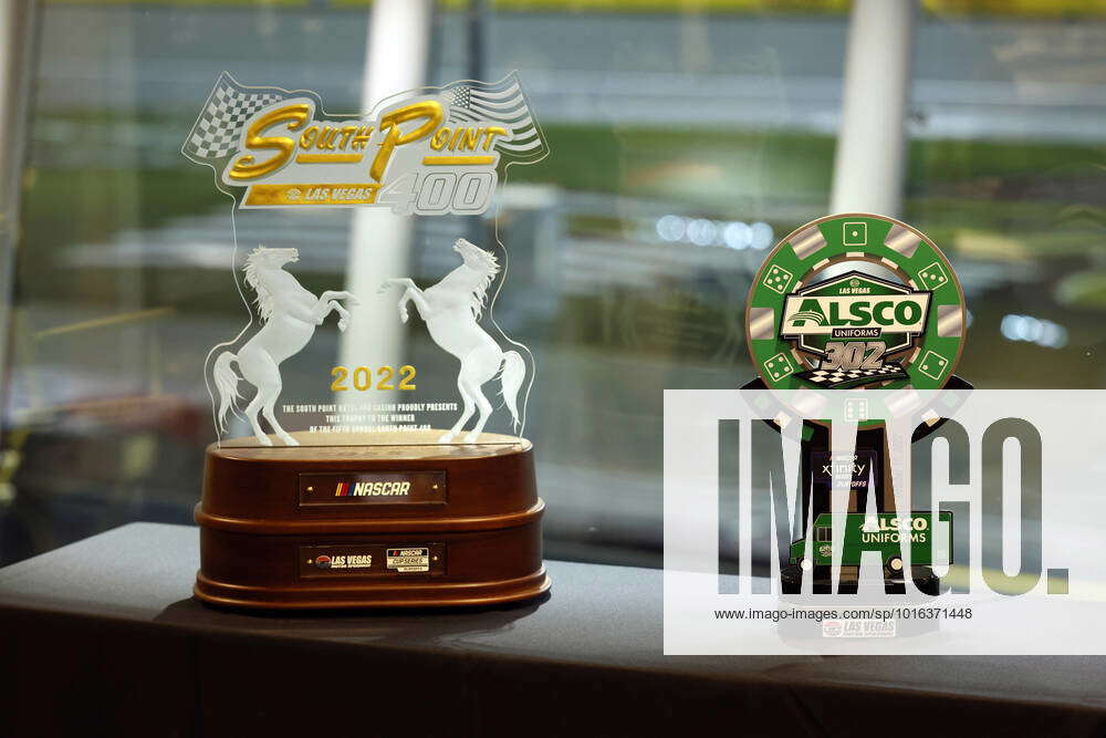 LAS VEGAS, NV - OCTOBER 14: Trophy for the South Point 400 NASCAR ...