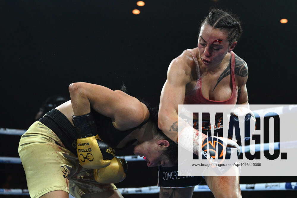 BOXING KAMBOSOS HANEY, Cherneka Johnson (right) in action against Susie Ramadan during the IBF