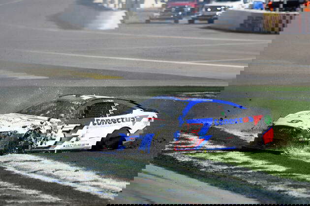 LAS VEGAS, NV - OCTOBER 16: JJ Yeley slides through the infield grass ...