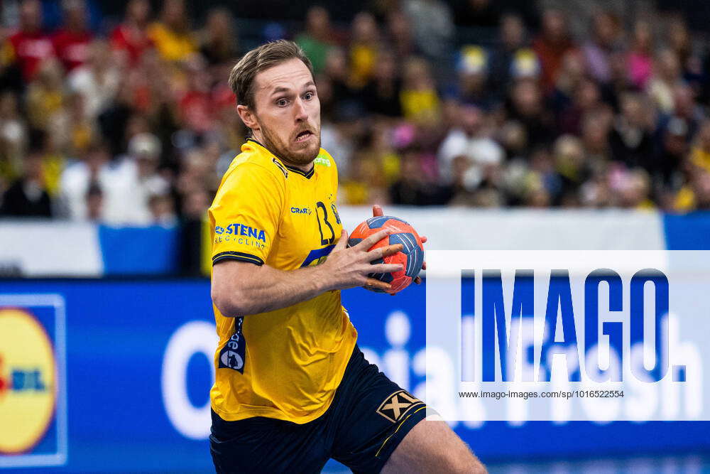 221016 Albin Lagergren of Sweden during the EHF Euro Cup handball match ...