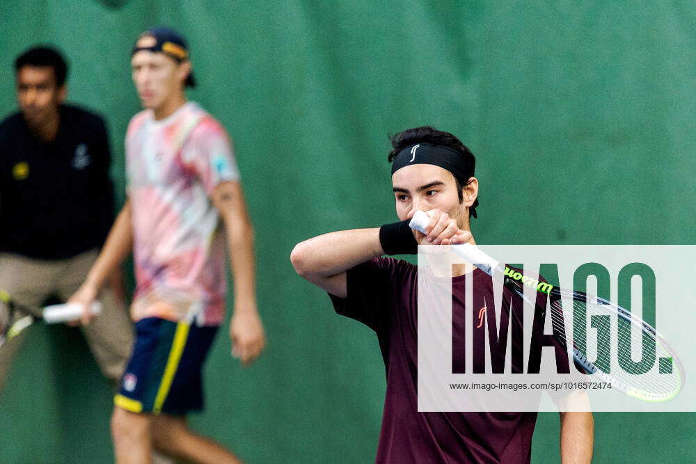 221017 Simon Freund of Sweden looks dejected during the Stockholm Open tennis tournament on