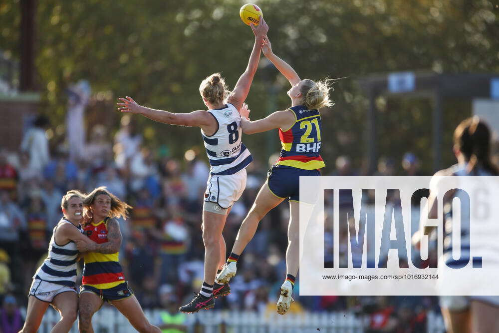 AFLW CROWS CATS, Kate Darby of the Cats and Montana McKinnon of the ...