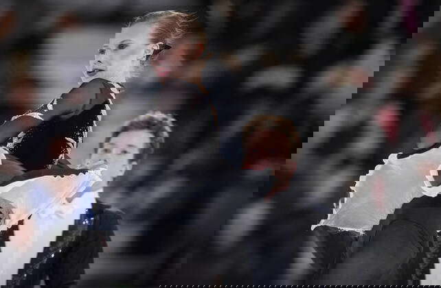 Maria Mokhova and Ivan Mokhov of the U.S. skate during the pairs short ...