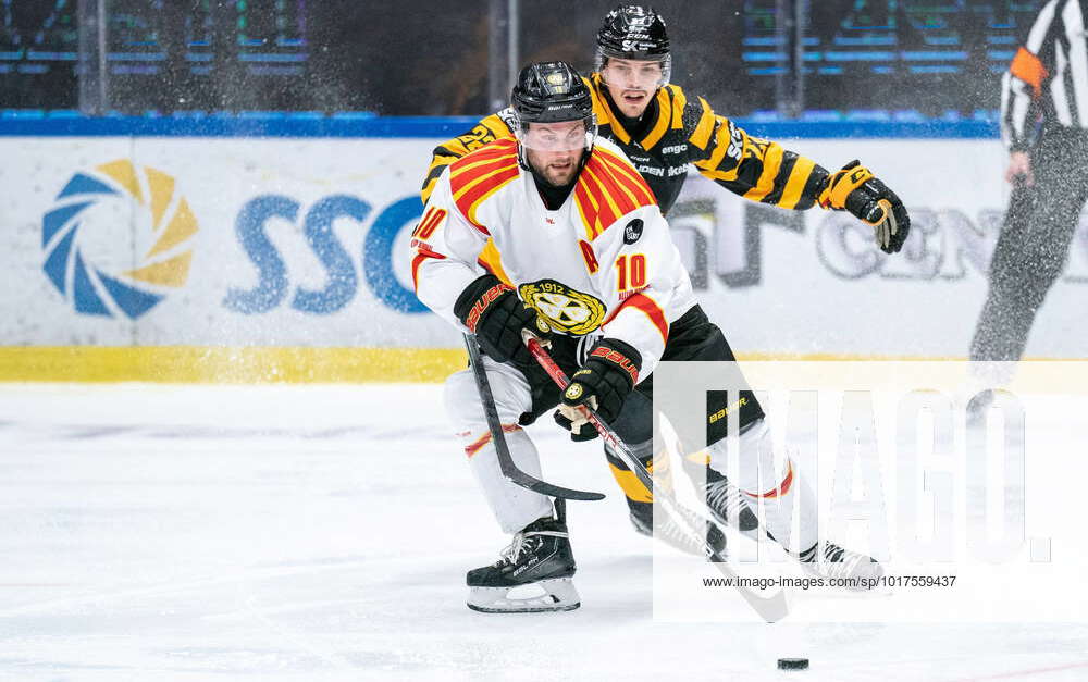 221029 Brynäs Johan Larsson and Skellefteas Jonathan Johnsson during ...