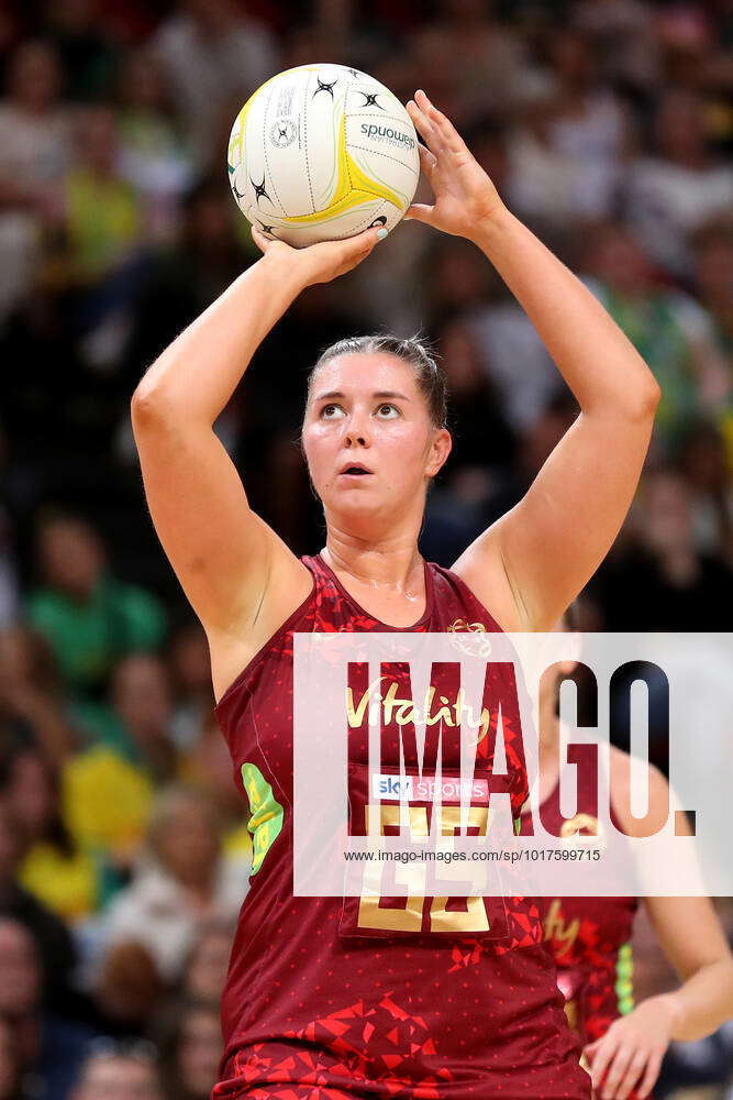 NETBALL AUSTRALIA ENGLAND, Eleanor Cardwell of England Roses shoots ...