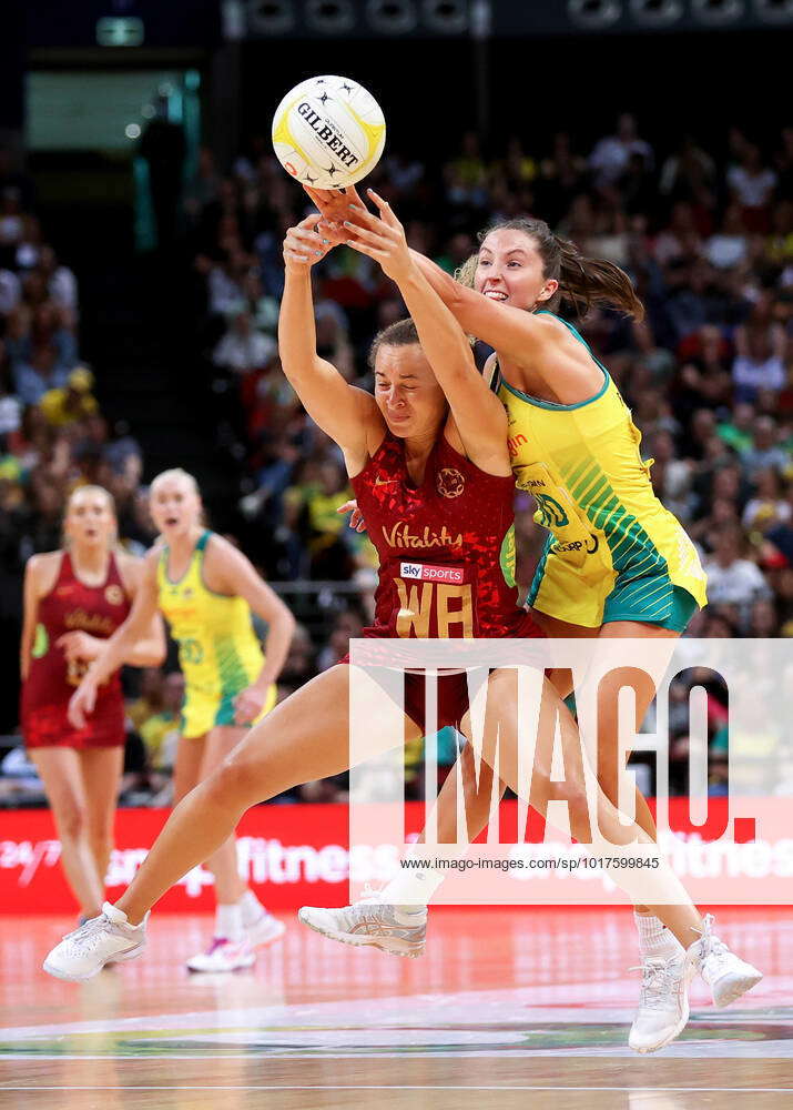 NETBALL AUSTRALIA ENGLAND, Imogen Allison of England Roses competes ...