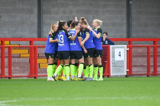Crawley, England, October 30th, 2022: Tottenham players celebrate an ...