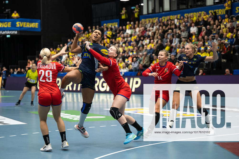 Jamina Roberts of Sweden during the friendly handball game between ...