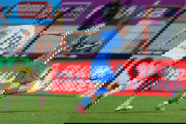 from left Saskia Matheis SV Werder Bremen, 19 and Julia Pollak RB ...