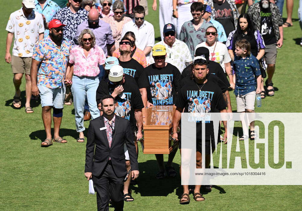LIAM HAMPSON FUNERAL, Jordan Riki and AJ Brimson and family and friends ...